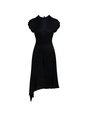 Victoria Beckham Asymmetric Gathered-sleeve Dress - Black