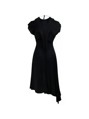 Victoria Beckham Asymmetric Gathered-sleeve Dress - Black