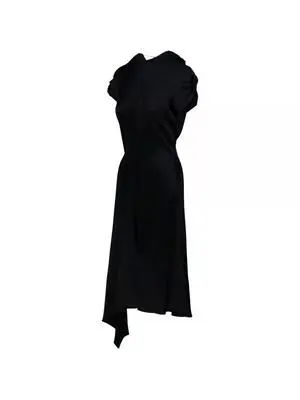 Victoria Beckham Asymmetric Gathered-sleeve Dress - Black