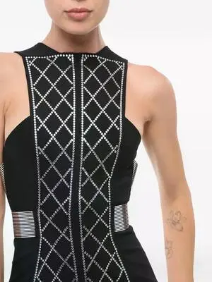 Balmain Rhinestone-embellished Zip-front Mini Dress