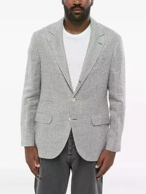 Brunello Cucinelli Houndstooth-pattern Buttoned Blazer - Grey