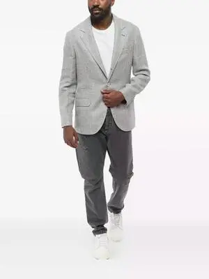 Brunello Cucinelli Houndstooth-pattern Buttoned Blazer - Grey