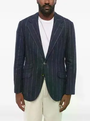 Brunello Cucinelli Pinstripe Single-breasted Blazer - Blue