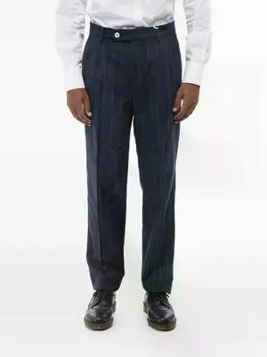 Brunello Cucinelli Pinstripe Pleated Trousers - Blue