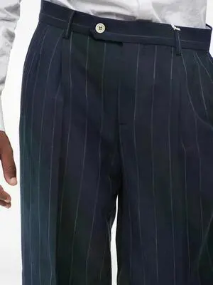 Brunello Cucinelli Pinstripe Pleated Trousers - Blue