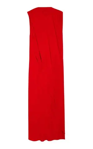 Balenciaga Draped Silk Crepe Maxi Dress - Red