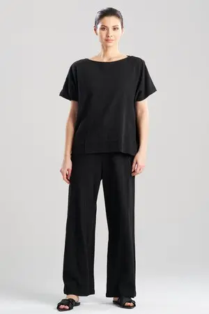 Natori Cotton Wedge Top - Black
