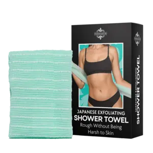 DERMASURI Japanese Exfoliating Shower Towel Washcloth - Mint