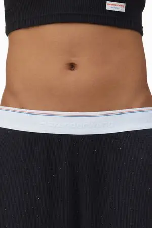 Alexander Wang Crystal Hotfix Jogger Pant In Waffle Knit