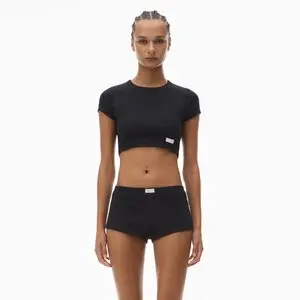 Alexander Wang Crystal Hotfix Cropped Tee