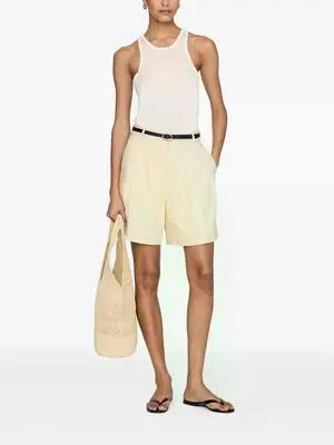 ANINE BING Brice Pleated Tailored Shorts - Yellow