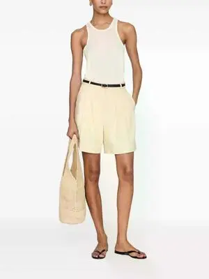 ANINE BING Brice Pleated Tailored Shorts - Yellow
