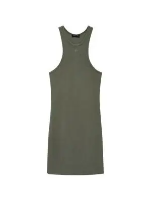 ANINE BING Cole Logo-embroidered Mini Dress - Green
