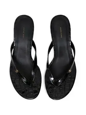 ANINE BING Noelle Croc-embossed Heeled Sandals