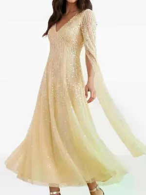 NEEDLE & THREAD Moonlight Sequined V-neck Dress