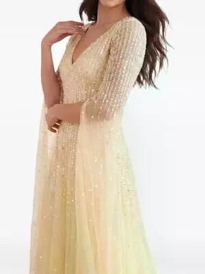 NEEDLE & THREAD Moonlight Sequined V-neck Dress