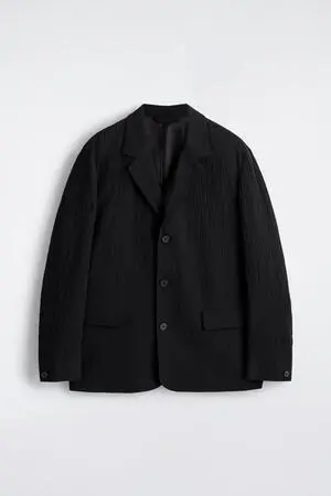 Cos Unstructured Seersucker Blazer - Black