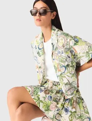Maje Cropped Shirt - Postcard Print