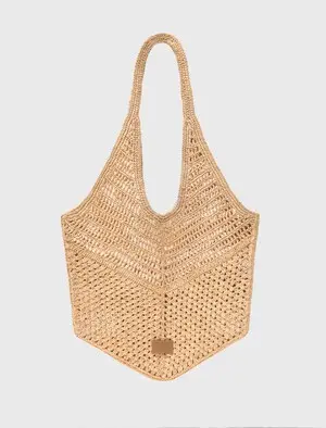Maje Raffia Tote Bag With Crocheted Openwork
