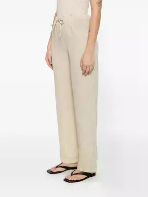 120% Lino Drawstring-fastening Trousers - Neutrals