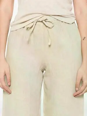 120% Lino Drawstring-fastening Trousers - Neutrals