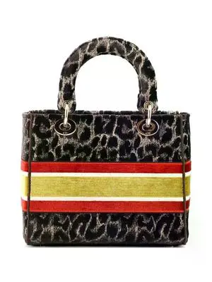 Dior Lady D-lite Mizza Embroidered Velvet Medium Tote - Brown