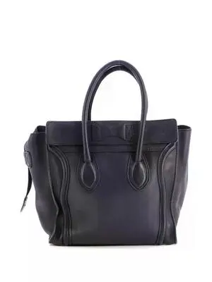 Celine Luggage Smooth Leather Micro Tote Bag - Black