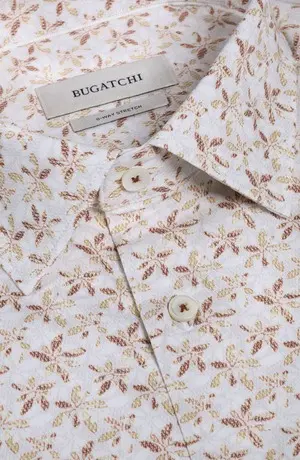 Bugatchi Milo Ooohcotton® Floral Short Sleeve Button-up Shirt - Sienna