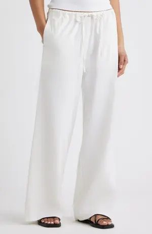 OPEN EDIT Linen Blend Wide-leg Pants - White
