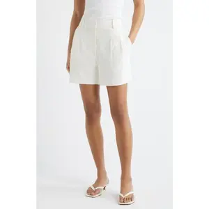 OPEN EDIT Pleated Linen Blend Shorts