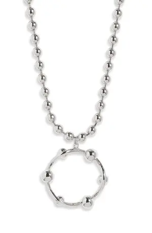 OPEN EDIT Long Ball Chain Pendant Necklace - Silver