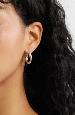 OPEN EDIT Curb Link Hoop Earrings - Silver
