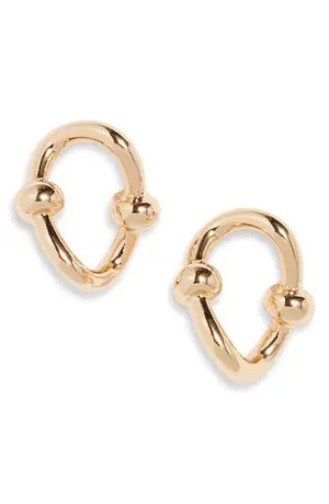 OPEN EDIT Bead Accent Open Earrings Gold