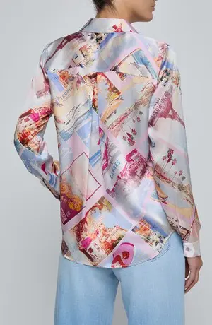 L'Agence Tyler Printed Silk Shirt - Multi Pink