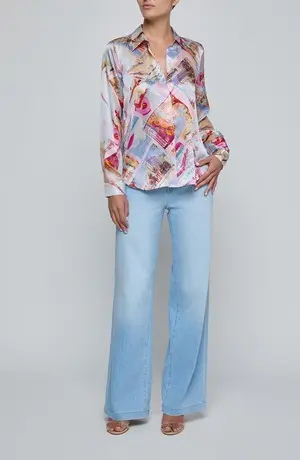 L'Agence Tyler Printed Silk Shirt - Multi Pink