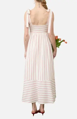 BLU PEPPER Stripe Empire Waist Dress - White/red