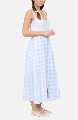 BLU PEPPER Checked Sleeveless Maxi Dress