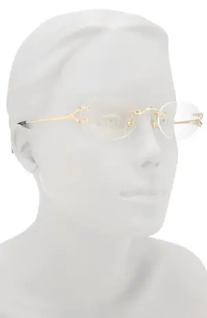Cartier 52mm Oval Rimless Optical Glasses - Gold