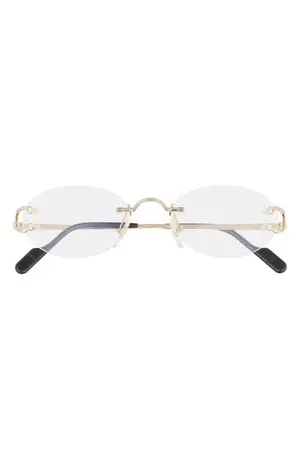 Cartier 52mm Oval Rimless Optical Glasses - Gold