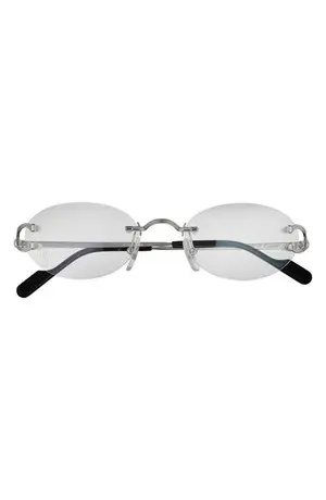 Cartier 52mm Oval Rimless Optical Glasses - Silver