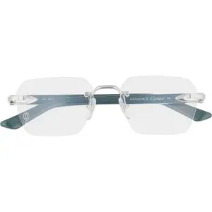 Cartier 54mm Rimless Rectangular Eyeglasses Silver