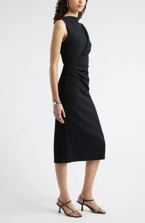 Nordstrom Ruched Midi Dress - Black