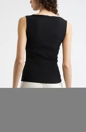 Nordstrom Ruched Sleeveless Top - Black