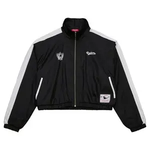 Mitchell & Ness Oakland Raiders Nylon Cropped Full-zip Jacket - Black