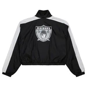 Mitchell & Ness Oakland Raiders Nylon Cropped Full-zip Jacket