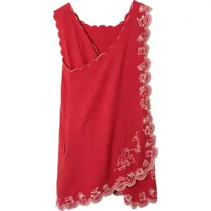 DAMSON MADDER Natalina Embroidered Sleeveless Dress - Red