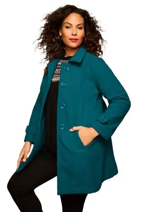 Roaman's Button-up Fleece Jacket - Deep Lagoon