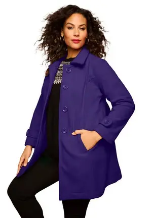 Roaman's Button-up Fleece Jacket - Midnight Violet