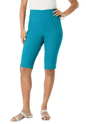 ROAMAN'S Comfort Stretch Bermuda Jean Shorts - Deep Turquoise