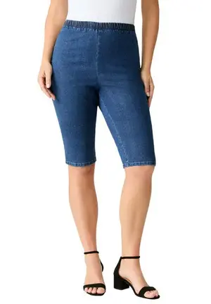ROAMAN'S Comfort Stretch Bermuda Jean Shorts - Medium Stonewash